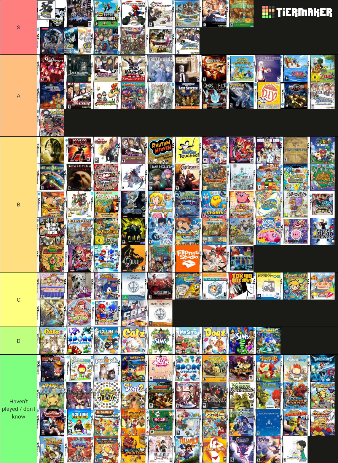 Nintendo DS Games (+100) Tier List (Community Rankings) - TierMaker