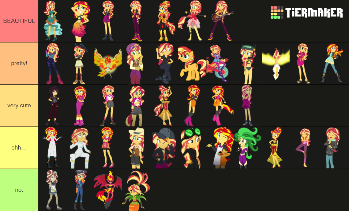 sunset shimmer outfits Tier List (Community Rankings) - TierMaker