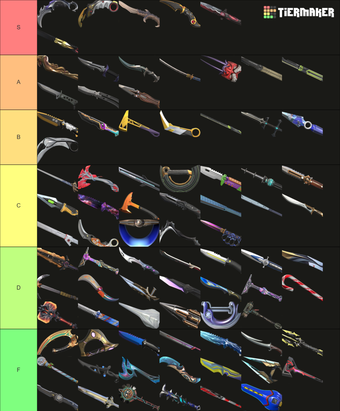 Valorant Knife Skins (June 2023) Tier List (Community Rankings) - TierMaker
