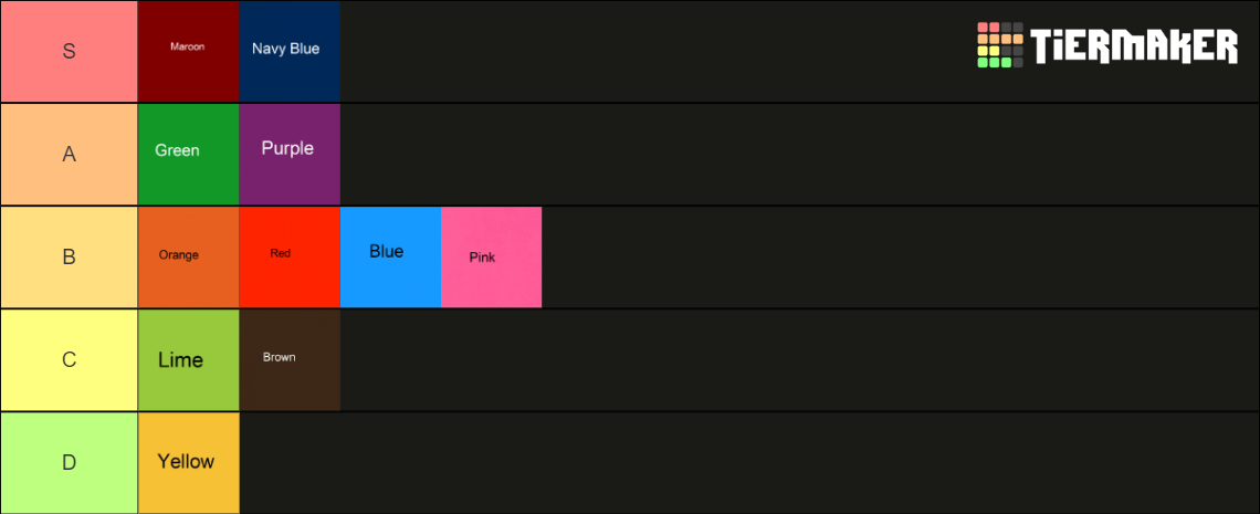 Colour Tier List (Community Rankings) - TierMaker