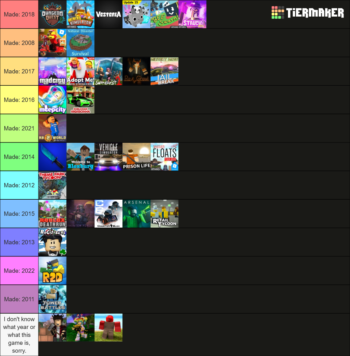 Roblox Popular Games Tier List (Community Rankings) - TierMaker