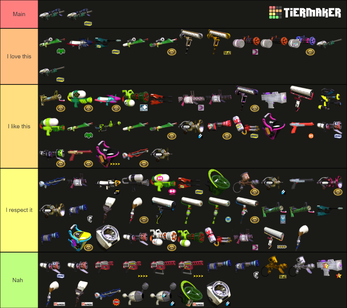 Splatoon 1 Weapons Tier List (Community Rankings) - TierMaker