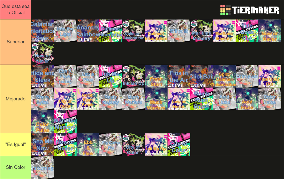 Splatoon Live Concert Songs Tier List (Community Rankings) - TierMaker
