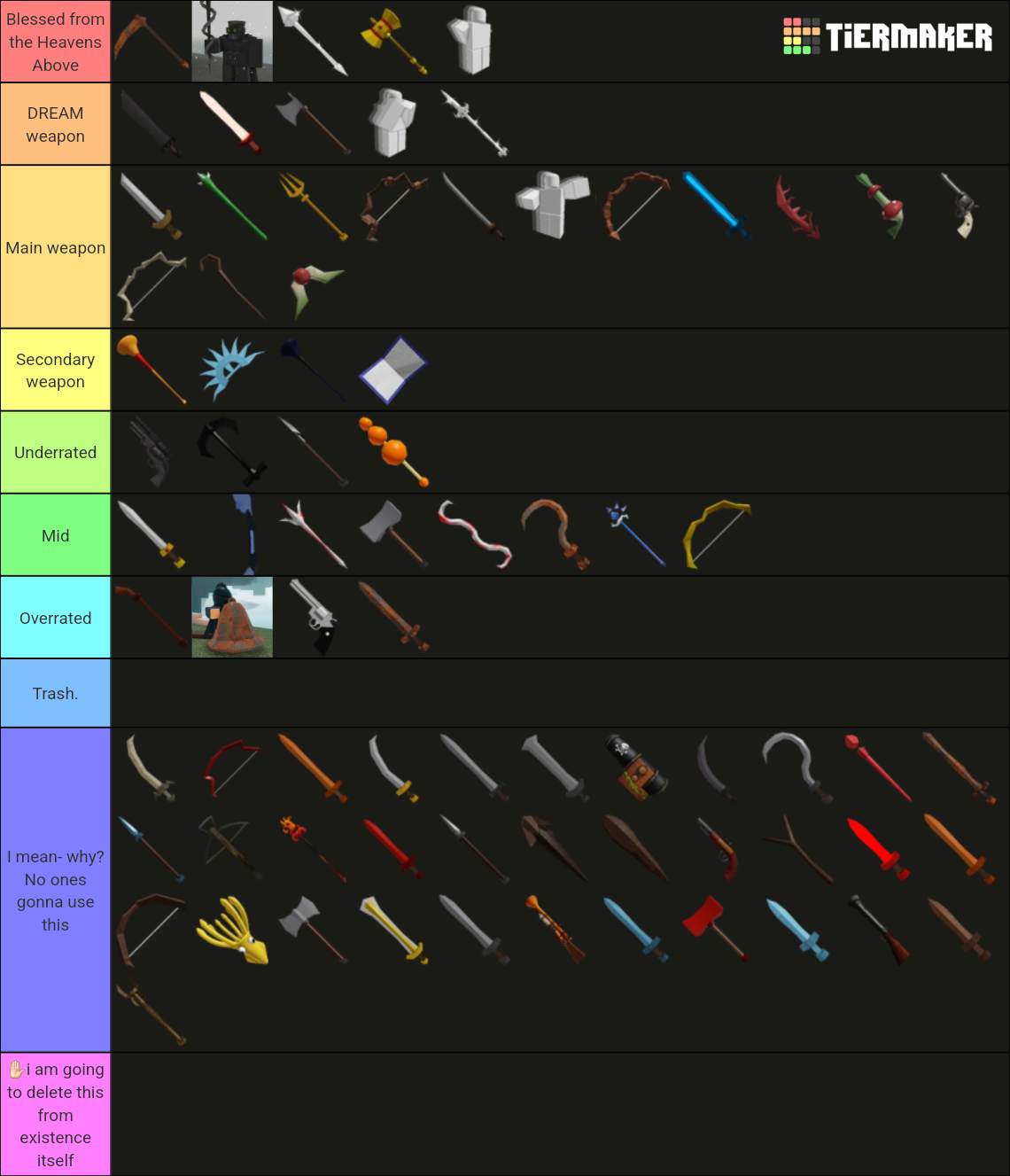 EVERY. SINGLE. PILGRAMMED WEAPON Tier List (Community Rankings) - TierMaker