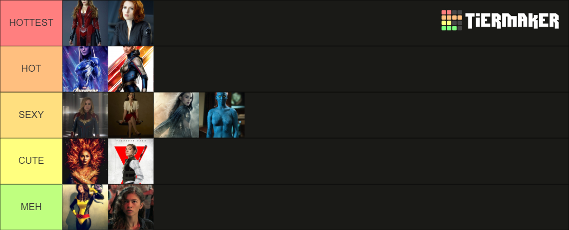 HOTTEST FEMALE MARVEL CHARACTERS Tier List (Community Rankings) - TierMaker