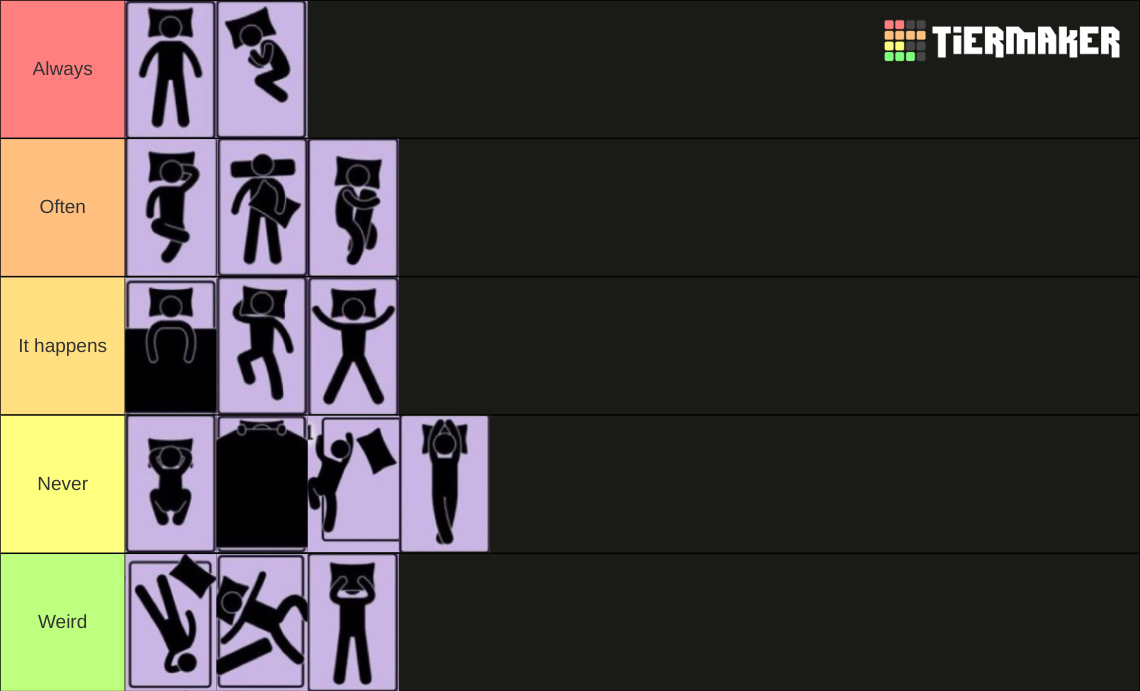 Sleeping positions Rank Tier List (Community Rankings) - TierMaker