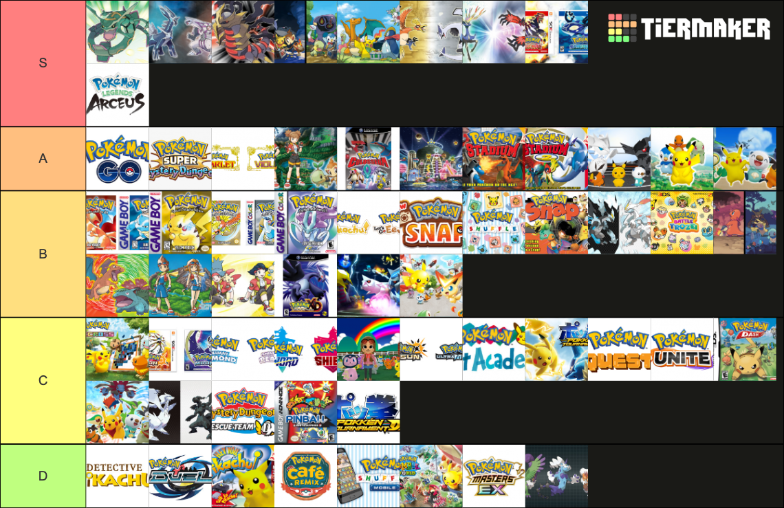 Every Pokemon Video Game Ever Tier List (Community Rankings) - TierMaker