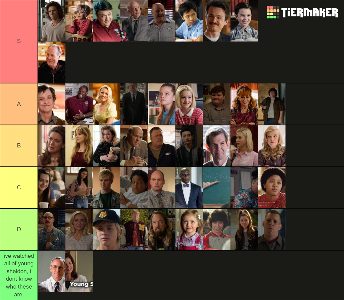 ALL young Sheldon characters (YOUNG SHELDON CAST) Tier List (Community ...