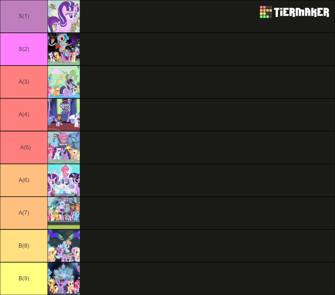 Every Season of MLP Ranked Tier List (Community Rankings) - TierMaker