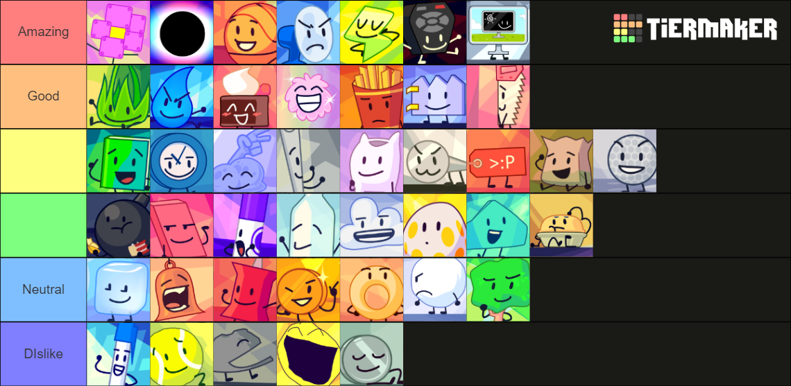 BFDI/BFDIA/IDFB/BFB/TPOT Tierlist Tier List (Community Rankings) - TierMaker
