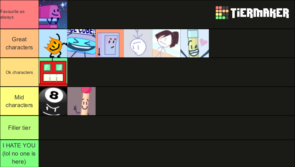 All 64 BFB Characters Tier List (Community Rankings) - TierMaker