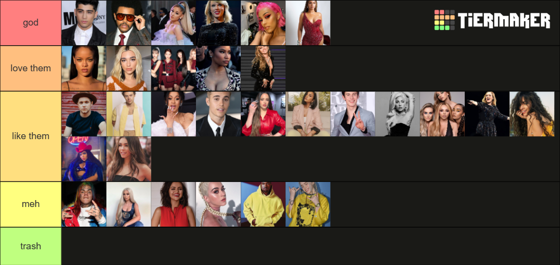 Main Pop Singers Tier List (Community Rankings) - TierMaker