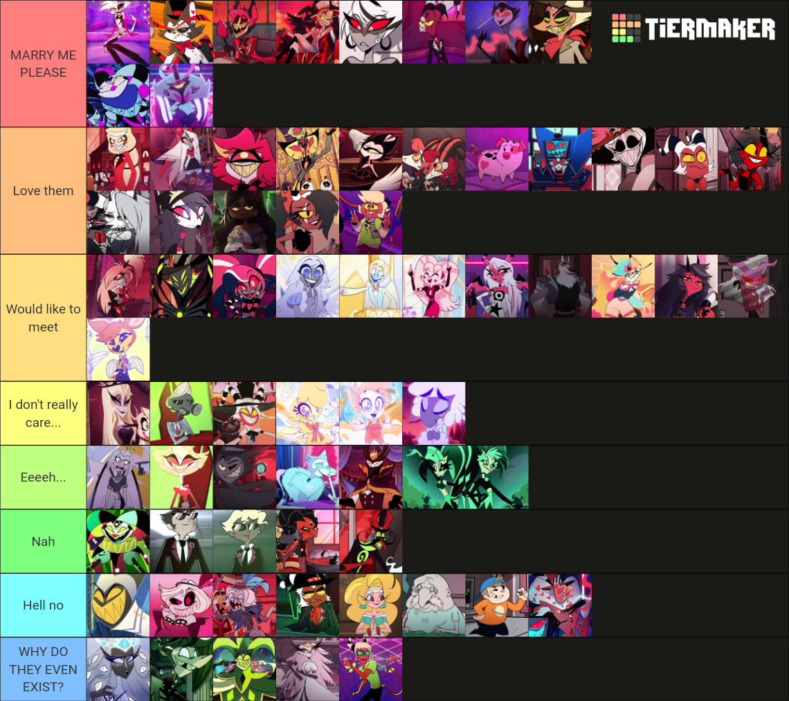 Hazbin Hotel + Helluva Boss Characters Tier List (Community Rankings) - TierMaker