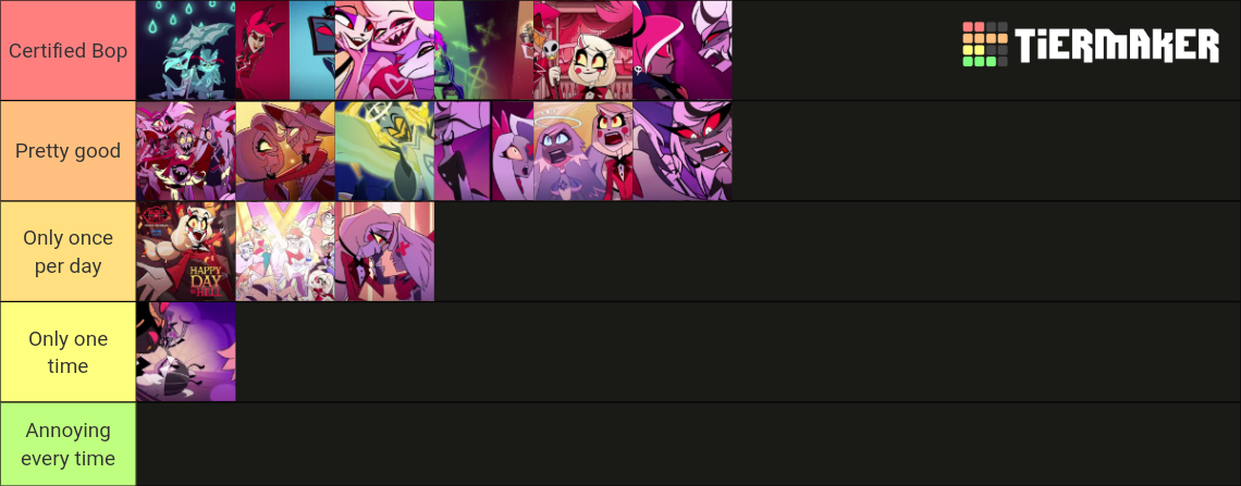 Rank all 16 Hazbin Hotel songs Tier List (Community Rankings) - TierMaker
