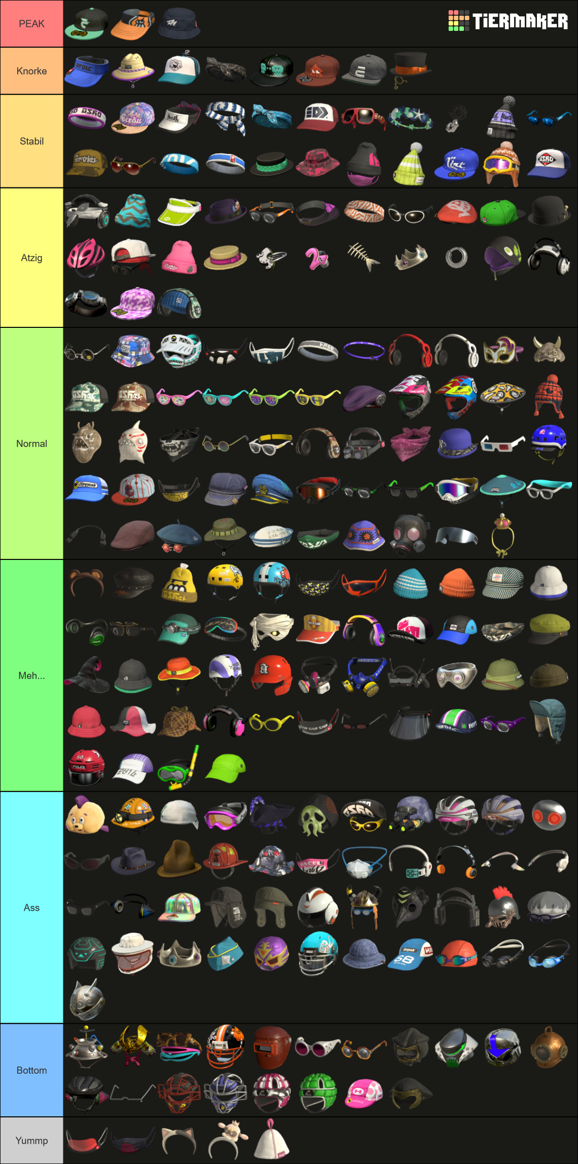 Splatoon 3 Headgear Tier List (Community Rankings) - TierMaker