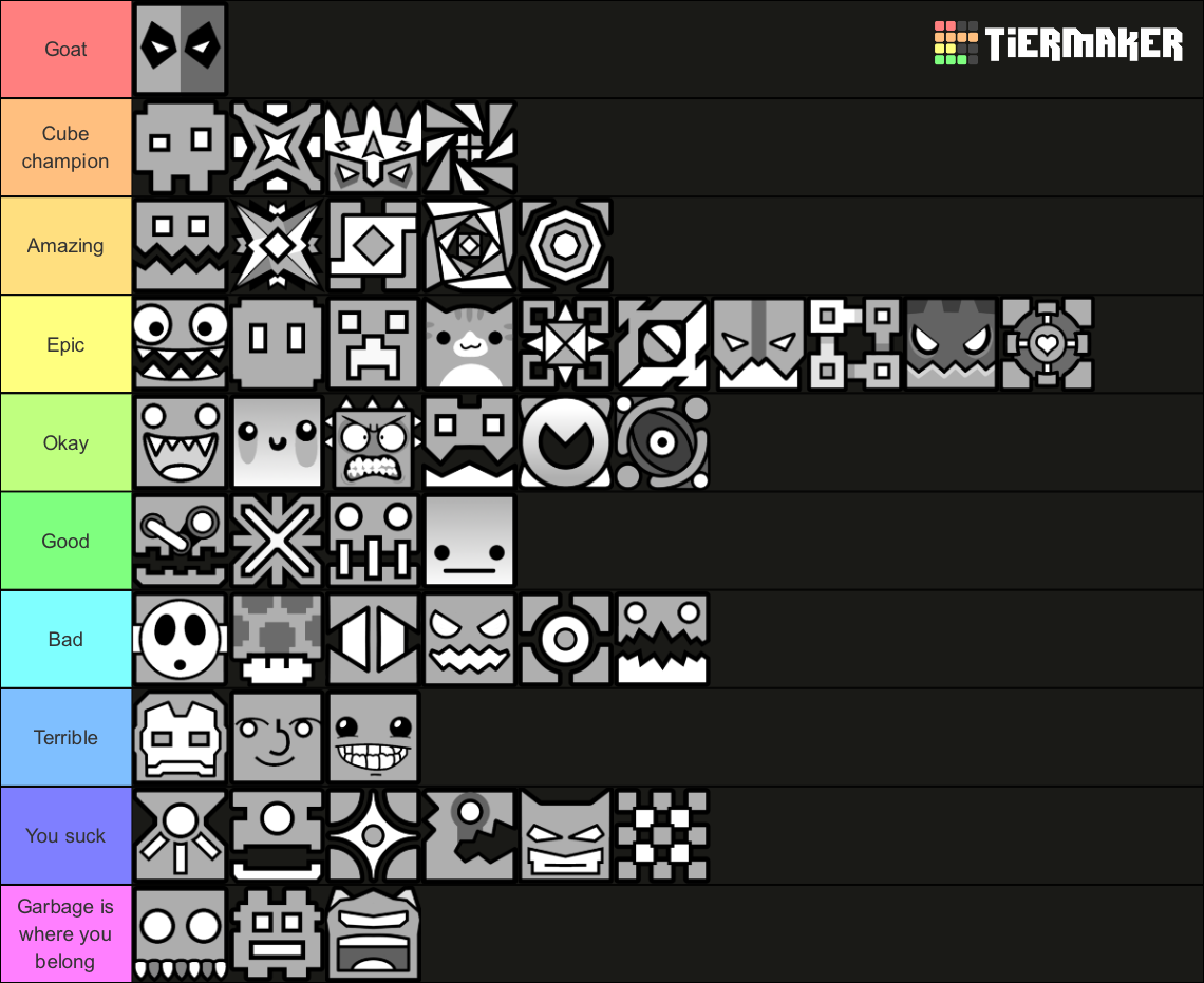 Geometry Dash Icons (Cubes) Tier List (Community Rankings) - TierMaker