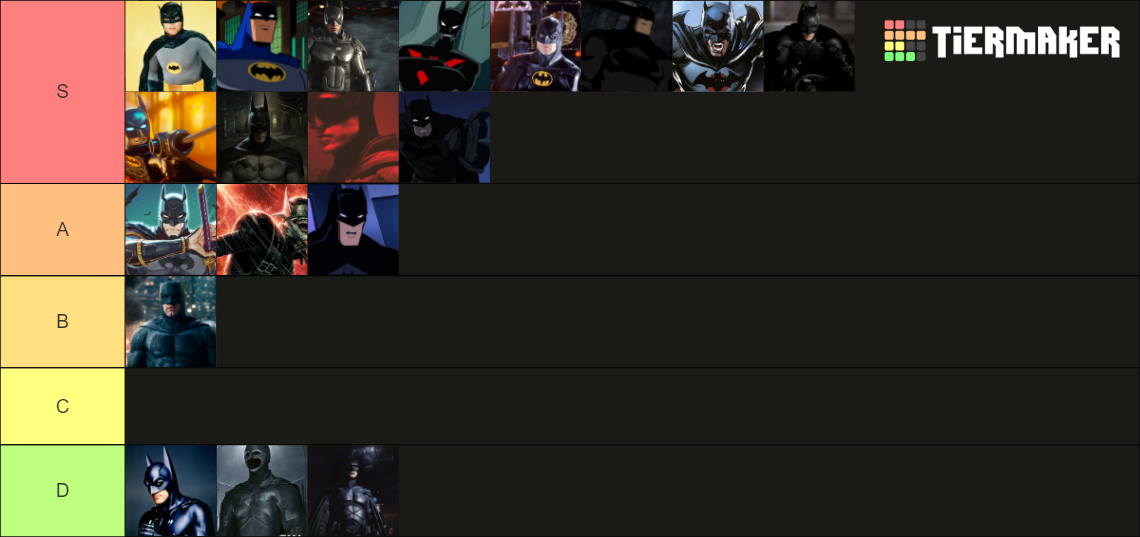 Versions of Batman Tier List (Community Rankings) - TierMaker