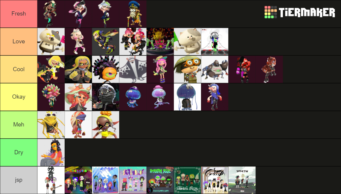 Splatoon Characters (Including 3) Tier List (Community Rankings) - TierMaker
