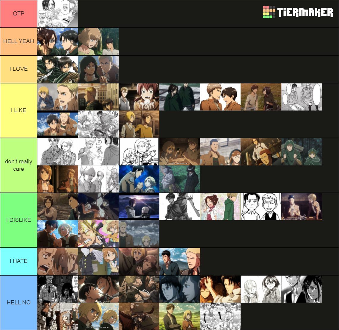 AOT/SNK ships/pairings Tier List (Community Rankings) - TierMaker