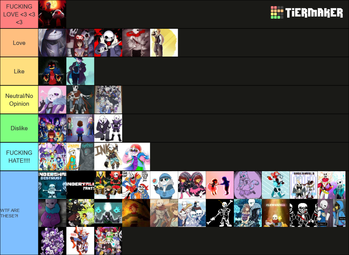 Undertale AUs Tierlist Tier List (Community Rankings) - TierMaker