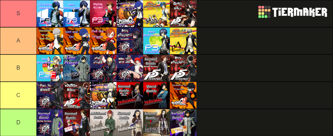 Persona Battle Themes (P1 - P3R/P5X) Tier List (Community Rankings ...