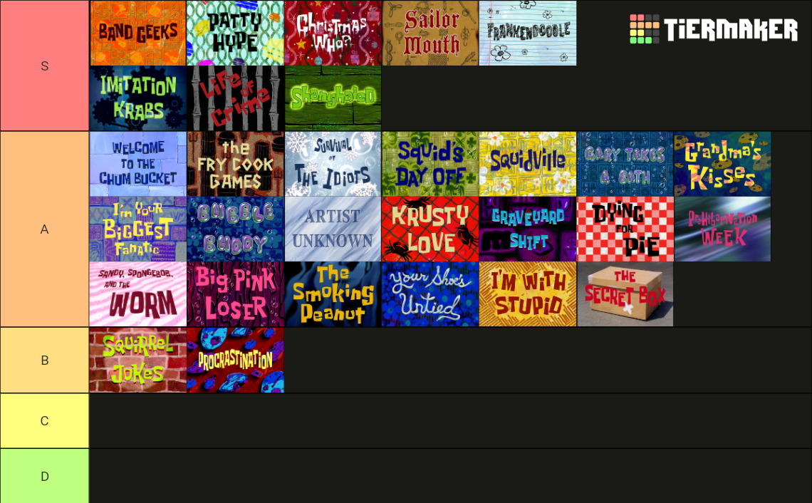 Spongebob Season 2 Tier List (Community Rankings) - TierMaker