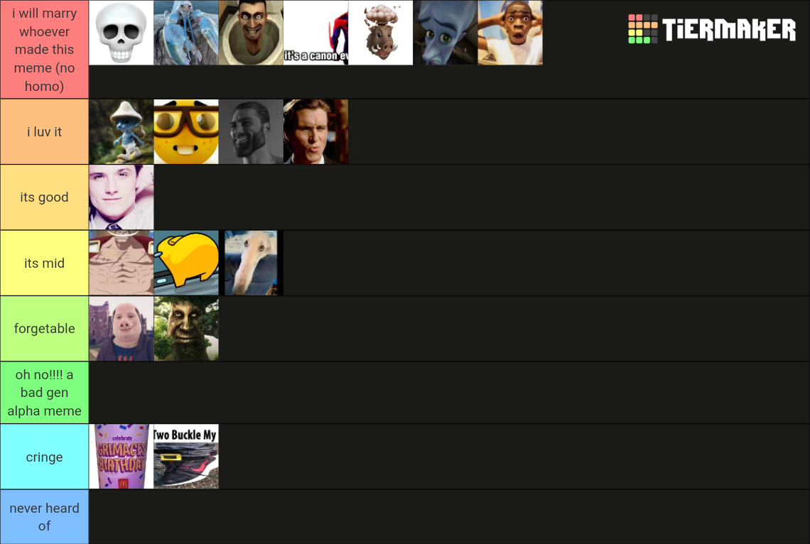 gen alpha memes Tier List (Community Rankings) - TierMaker