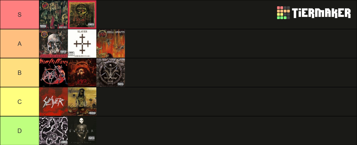 Slayer Albums Tier List (Community Rankings) - TierMaker