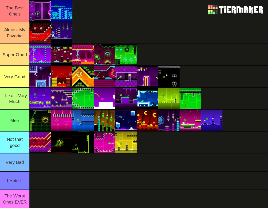 Geometry Dash All Levels Tier List (Community Rankings) - TierMaker
