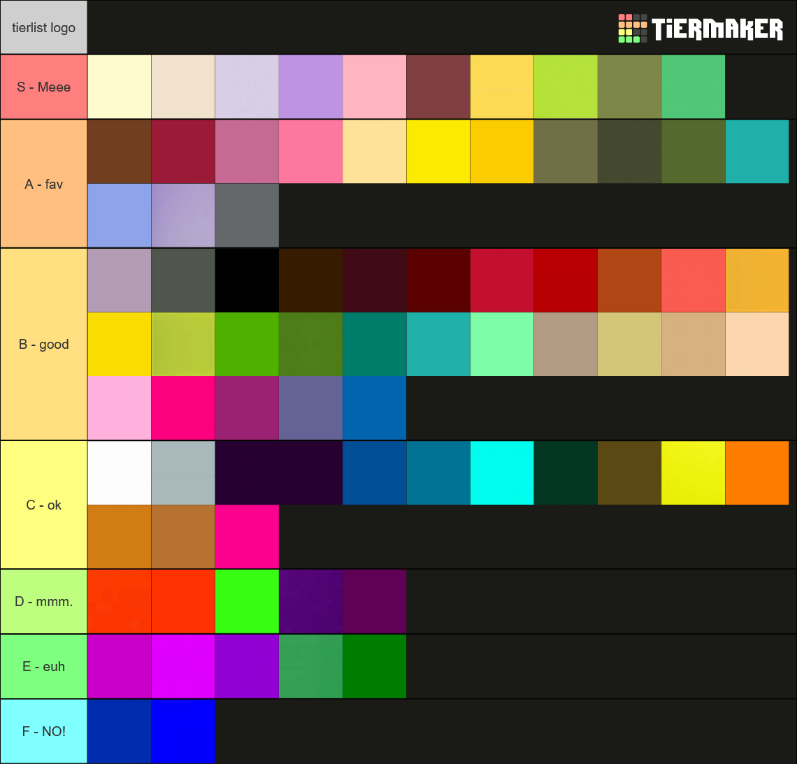 My Colour Tier List (Community Rankings) - TierMaker