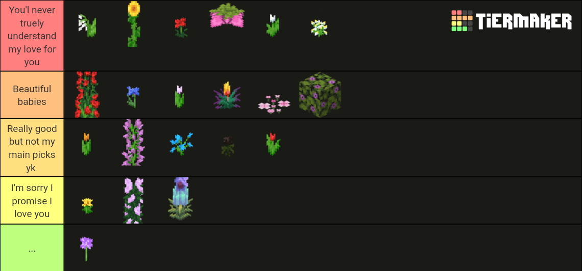 Minecraft Flower Ranking Tier List (Community Rankings) - TierMaker