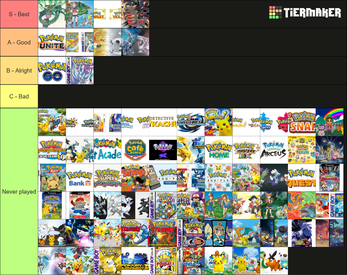 Every Pokemon Video Game Ever Tier List (Community Rankings) - TierMaker