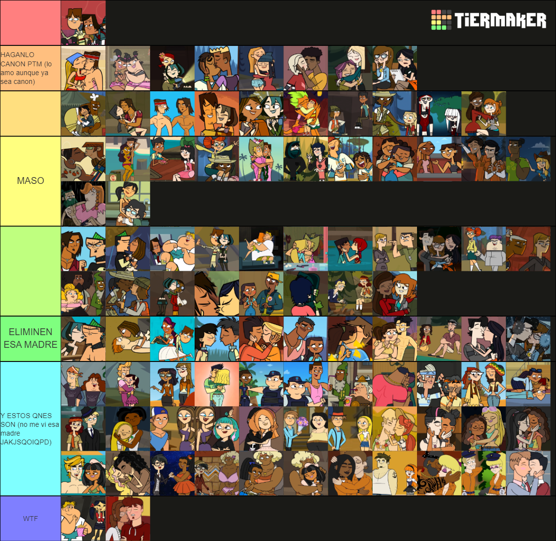 Total Drama Ship (+Fanmade and Reboot) Tier List (Community Rankings ...