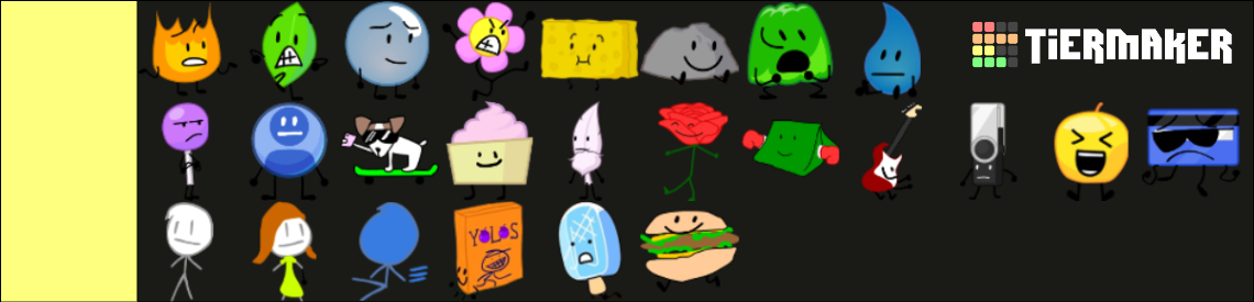 Battle for Dream Island, BFDI Mini, & recommended characters Tier List ...