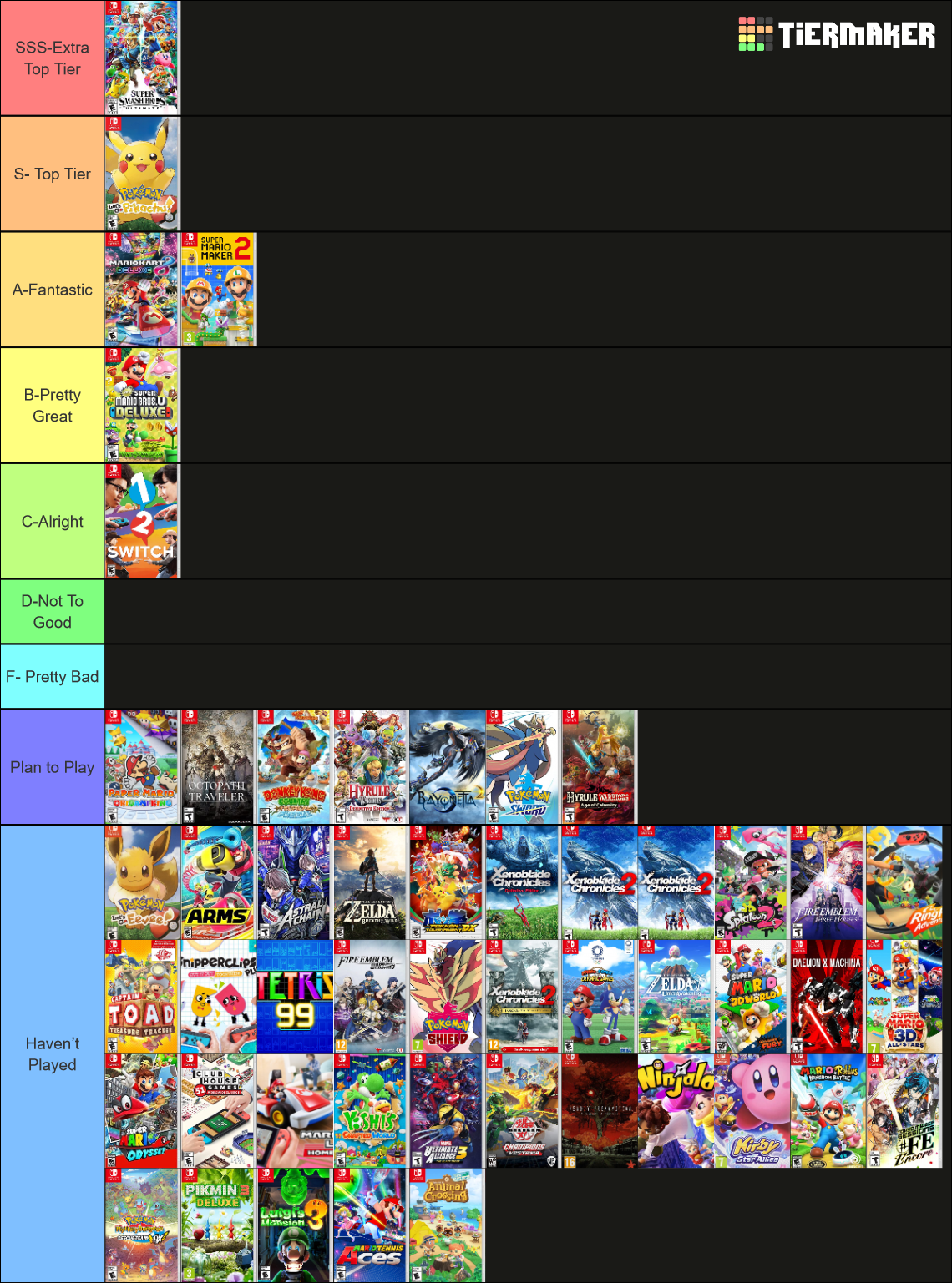 Nintendo Switch Game Exclusives/Nintendo Published Tier List (Community Rankings) - TierMaker