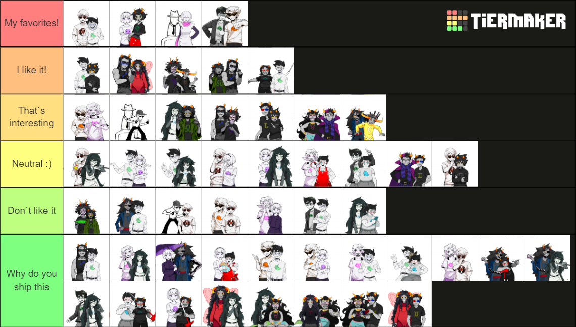 Homestuck ships Tier List (Community Rankings) - TierMaker