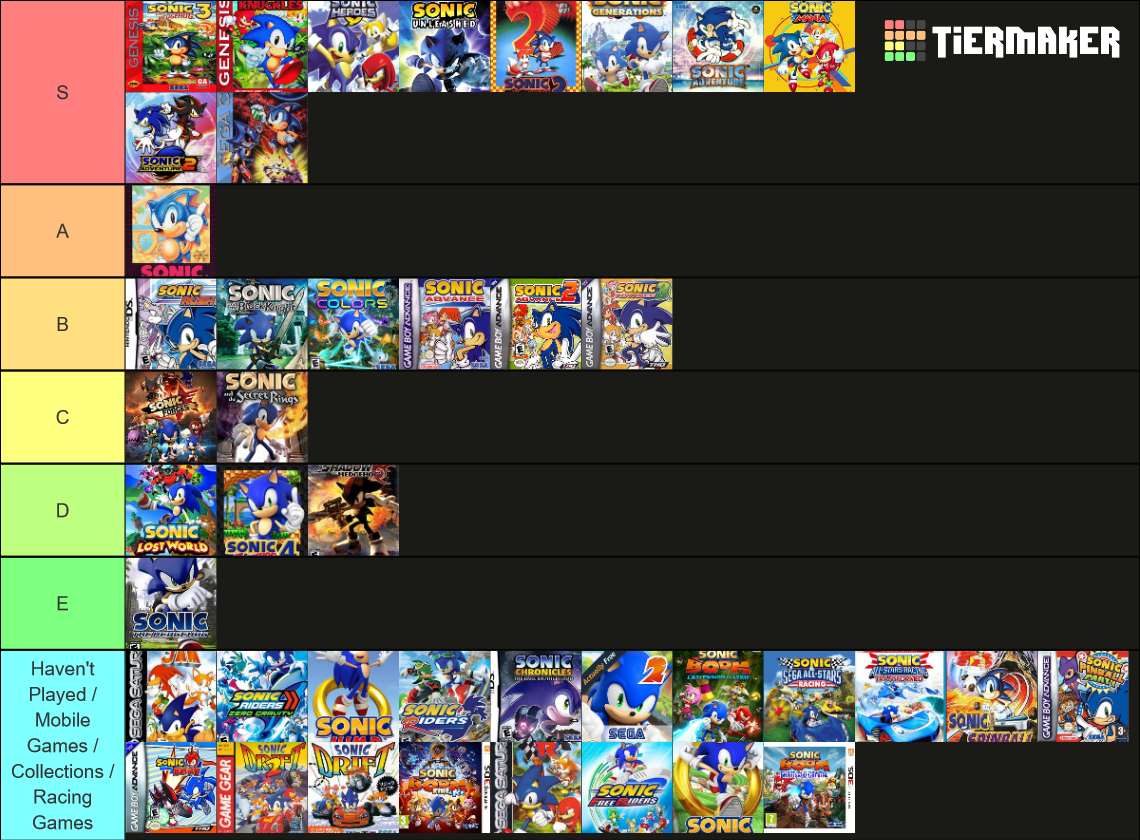 Sonic Games Tier List (Community Rankings) - TierMaker