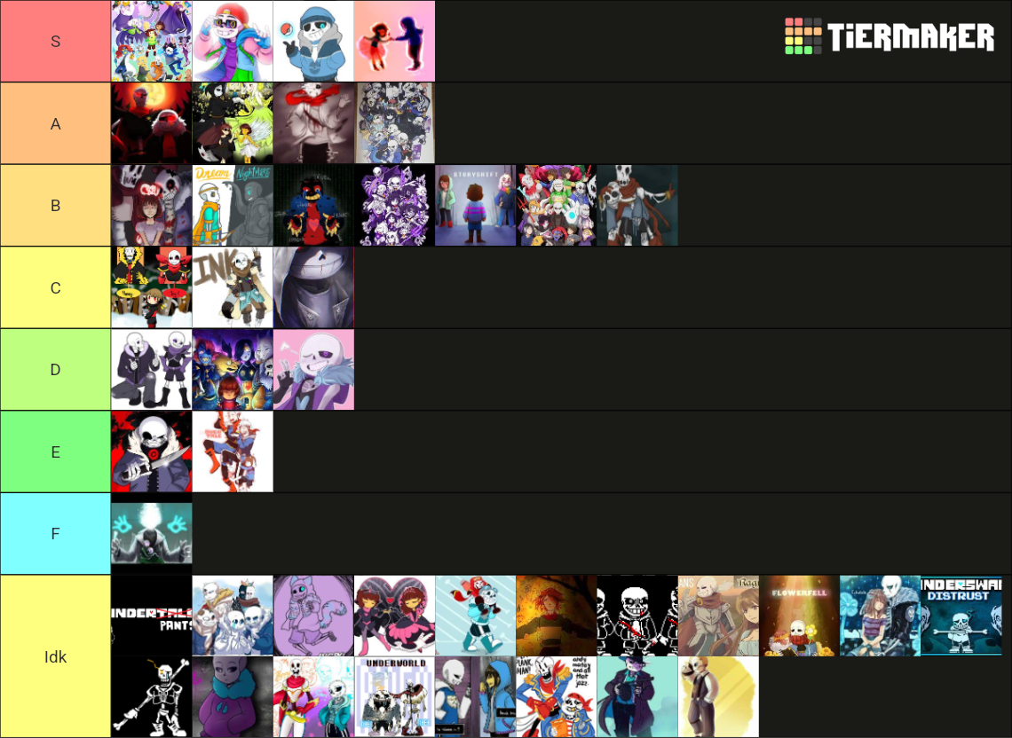 Undertale AUs Tierlist Tier List (Community Rankings) - TierMaker