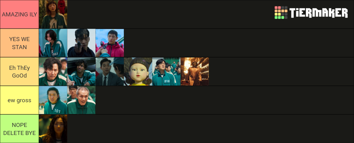 Squid Game Characters Tier List (Community Rankings) - TierMaker