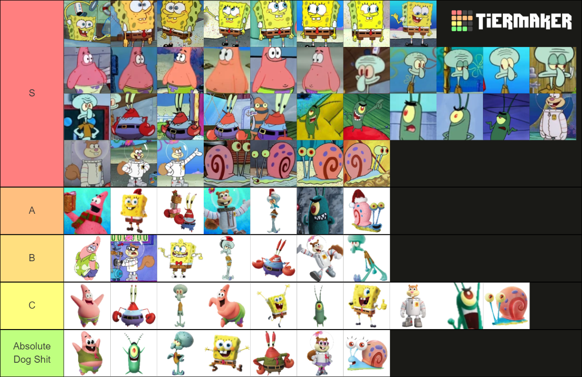 SpongeBob Character Designs Tier List (Community Rankings) - TierMaker
