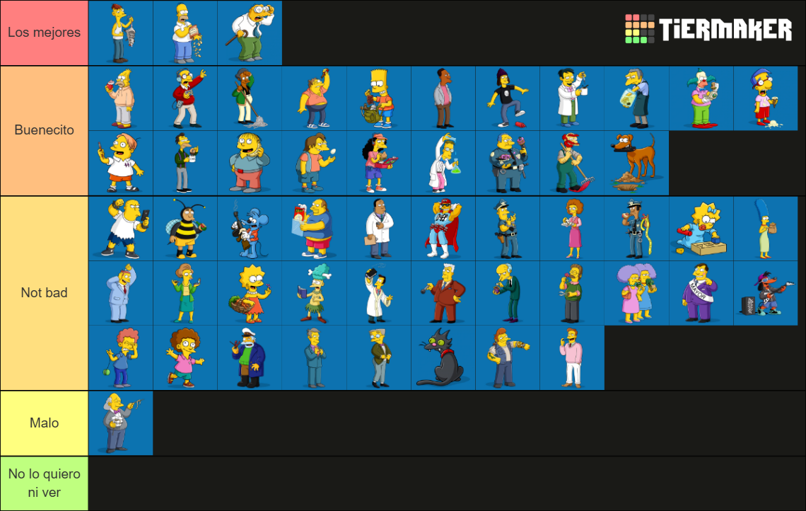 Simpsons Characters Tier List (Community Rankings) - TierMaker