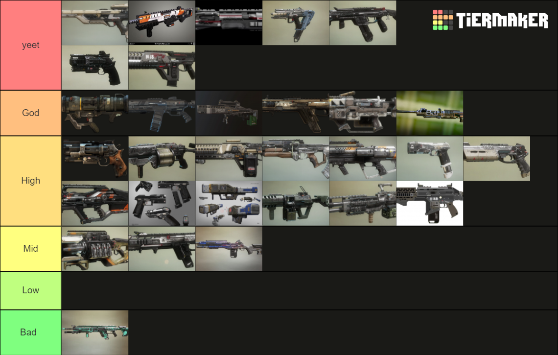TitanFall 2 All weapon Tiers Tier List (Community Rankings) - TierMaker
