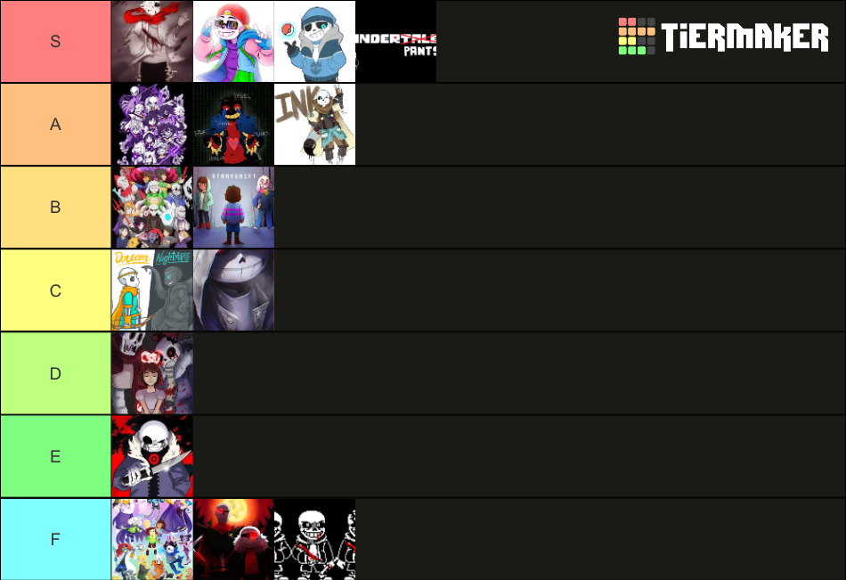 Undertale AUs Tierlist Tier List (Community Rankings) - TierMaker