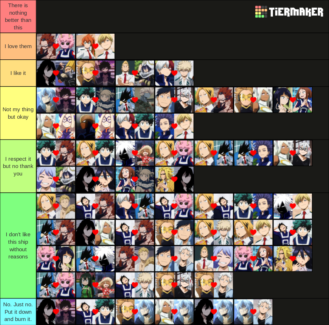MHA Ships Tier List (Community Rankings) - TierMaker