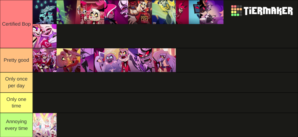 Rank all 16 Hazbin Hotel songs Tier List (Community Rankings) - TierMaker