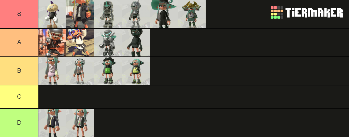 splatoon amiibo gear (including splatoon 3) Tier List (Community ...