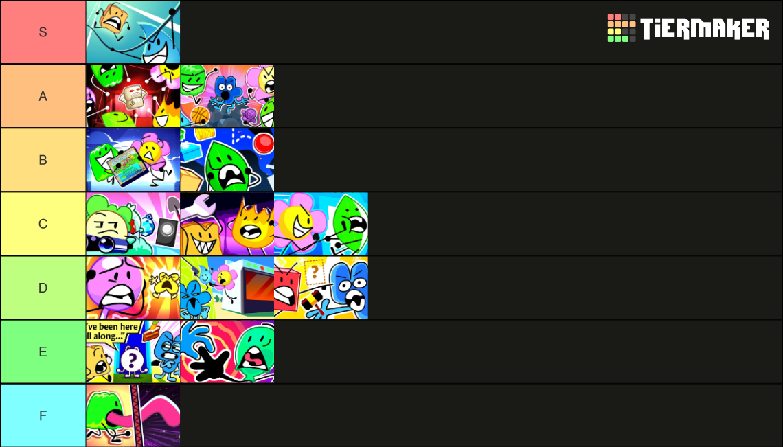 All BFDI episodes (as of TPOT 10) Tier List (Community Rankings) - TierMaker