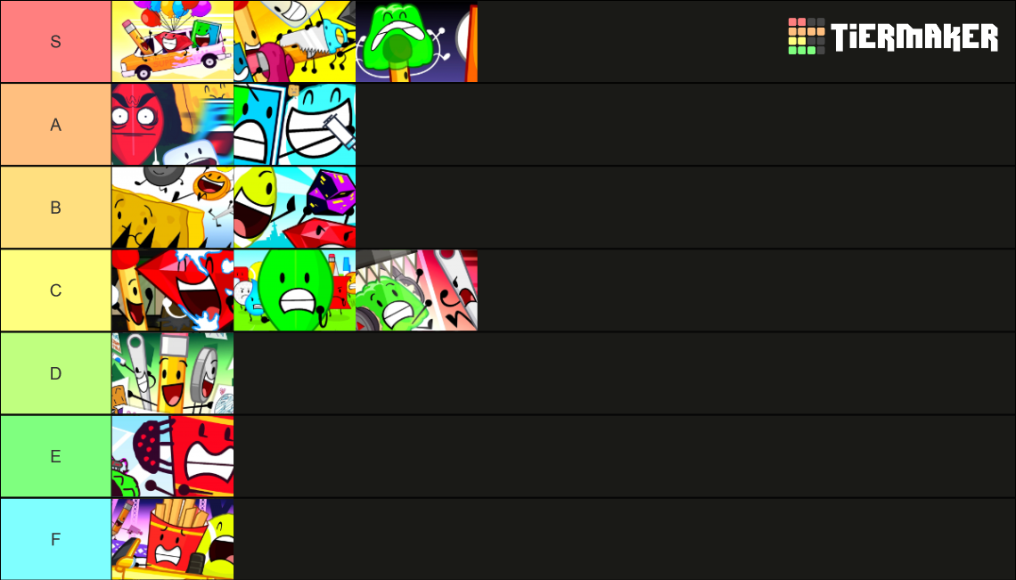 All BFDI episodes (as of TPOT 10) Tier List (Community Rankings) - TierMaker