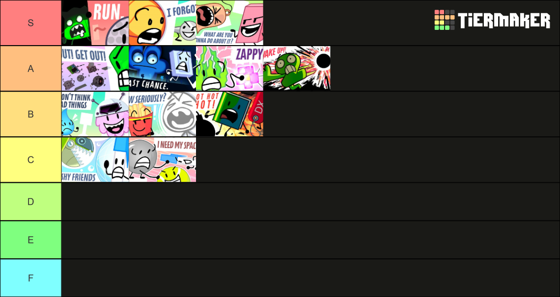 All BFDI episodes (as of TPOT 12) Tier List (Community Rankings) - TierMaker