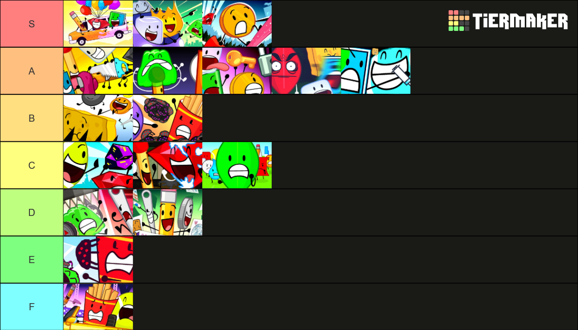 All BFDI episodes (as of BFDIA 14) Tier List (Community Rankings) - TierMaker